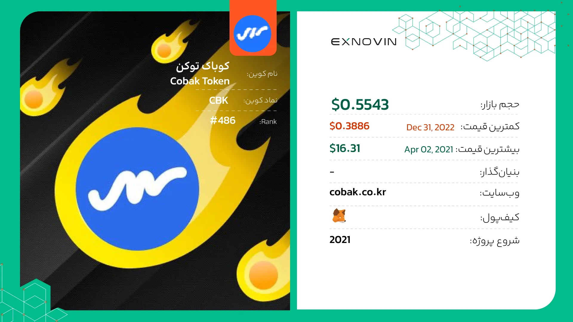 قیمت کوباک توکن CBK | خرید ارز کوباک توکن | فروش ارز Cobak Token